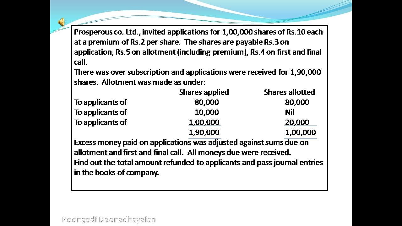 Prosperous co. Ltd., invited applications for 1,00,000 shares of Rs.10 ...