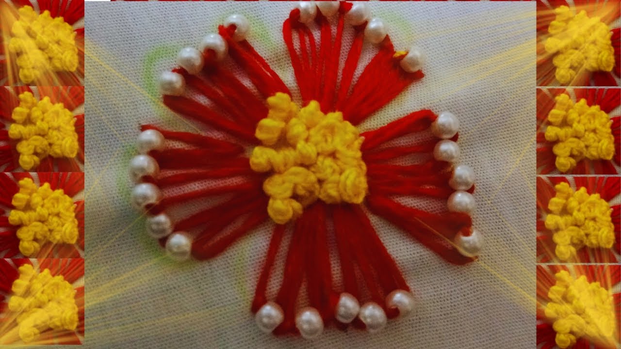 Beautiful flower embroidery | hand embroidery | beads work - YouTube