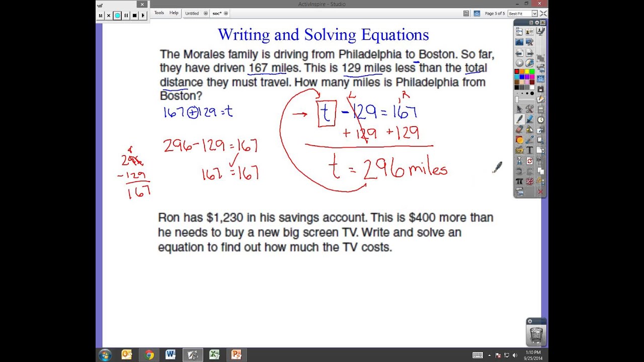 Writing and Solving Equations (Chpt 2) - YouTube