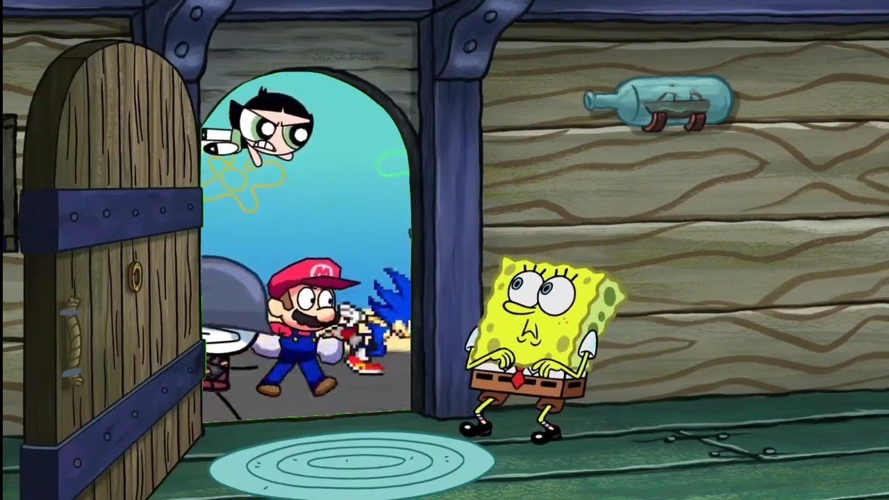 Spongebob Looks At - Everyone And Pole Vaulting Zombie Try To Get The ...