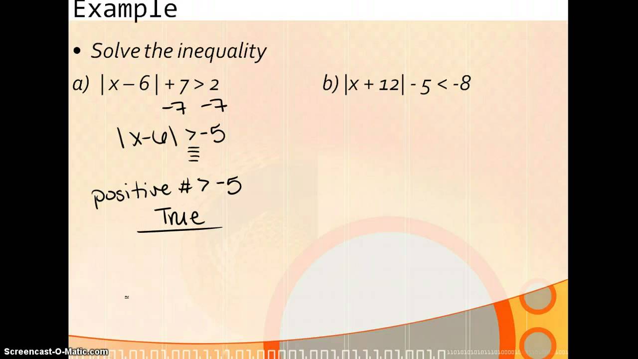 Special Case Absolute Value Inequalities - YouTube