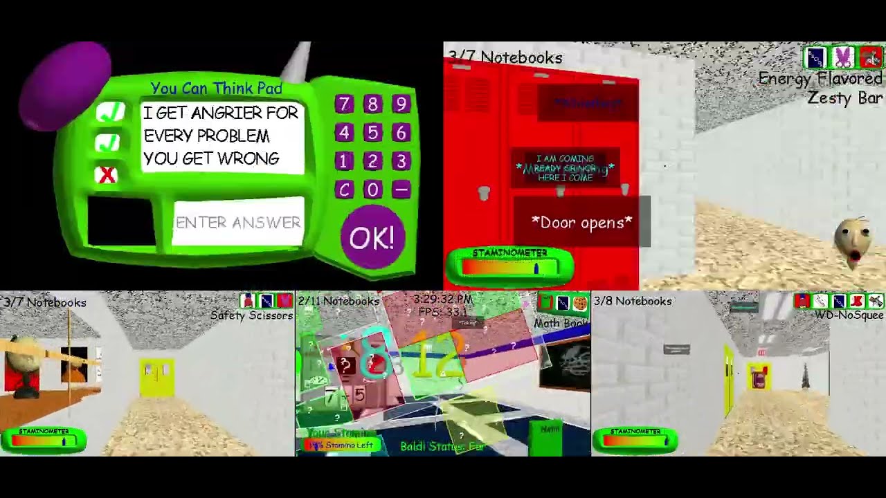 5 gameplay videos at the same time! (baldi's basics birthday bash and ...