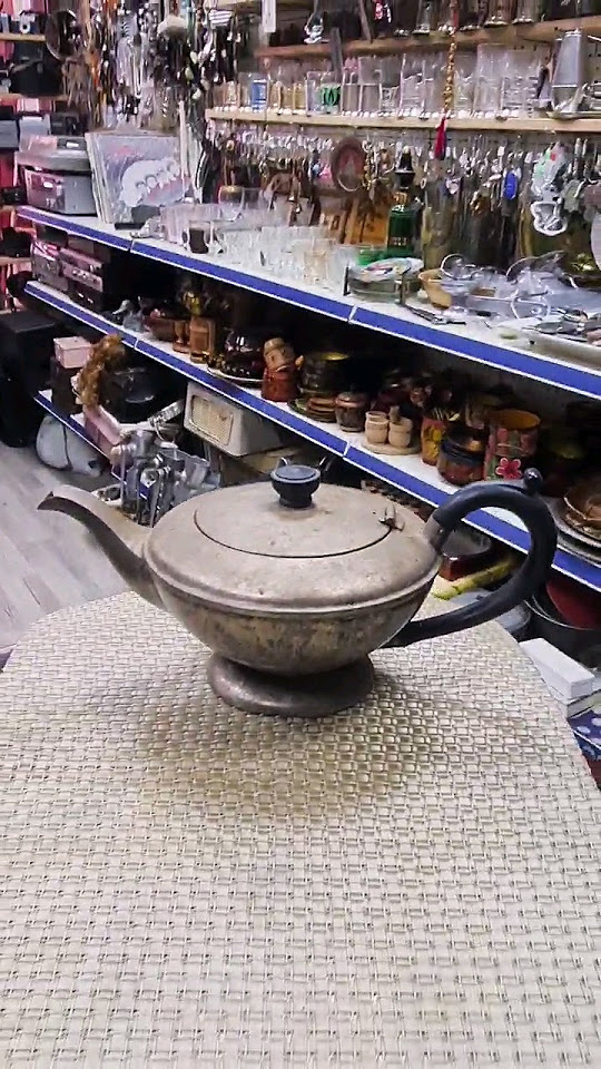 Серебряный старинный кофейник заварник Англия до и после чистки ...