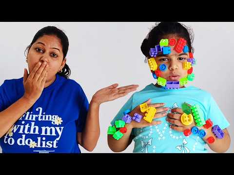 Yukti Face got covered with Lego | Mamma Helps Yukti to remove all Lego |  Kids Pretend Play