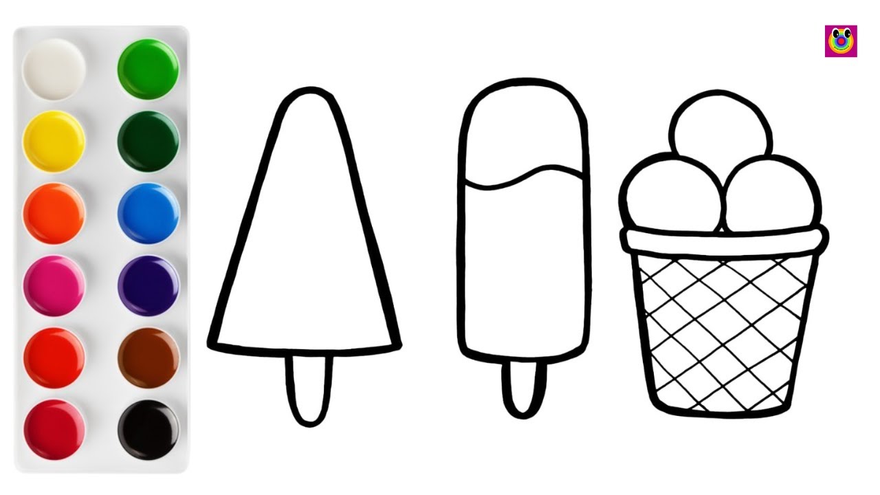 Ice Cream Drawing, Painting, Coloring for Kids & Toddlers | How To Draw ...