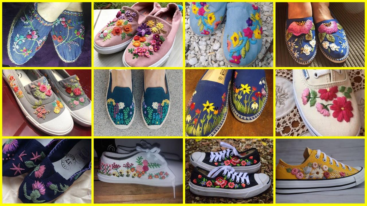 How to embroider shoes by hand / shoe embroidery #embroidered # ...