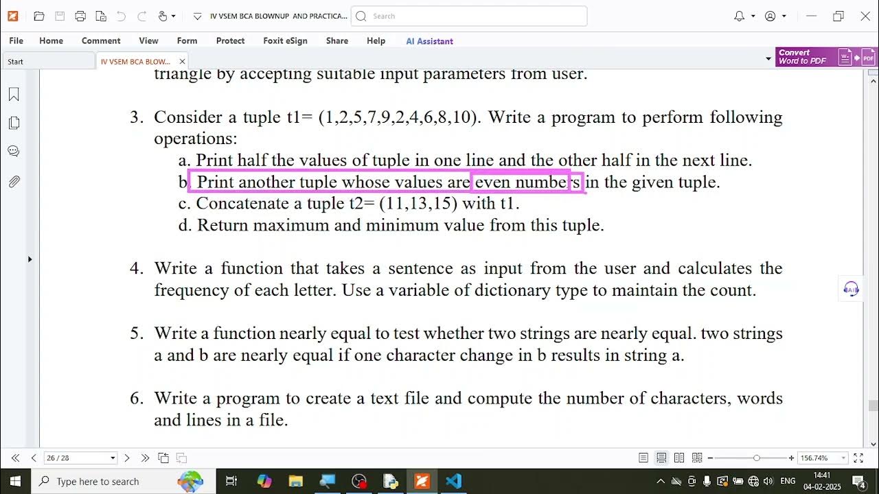 IV SEM BCA Python lab Ex A3 - Mangalore University - YouTube
