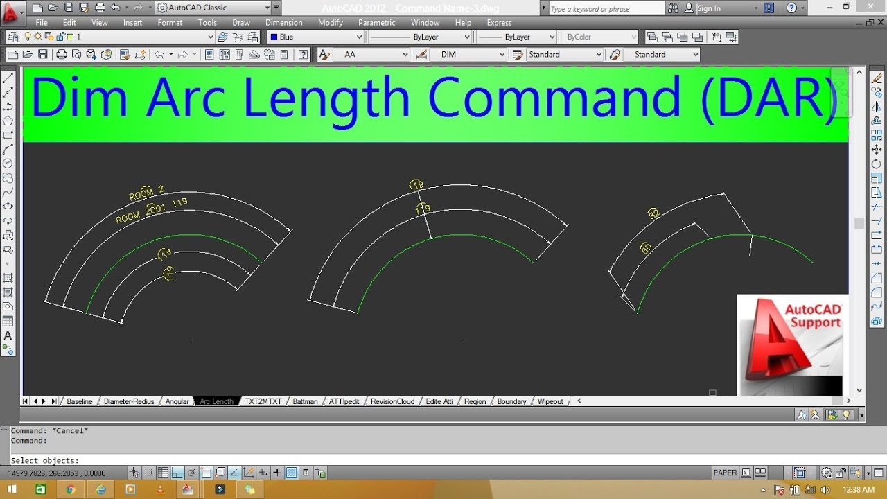 DIM ARC Length Command In AutoCad II Hindi Urdu Tutorial YouTube DIM ARC Length Command In AutoCad II Hindi Urdu Tutorial YouTube
