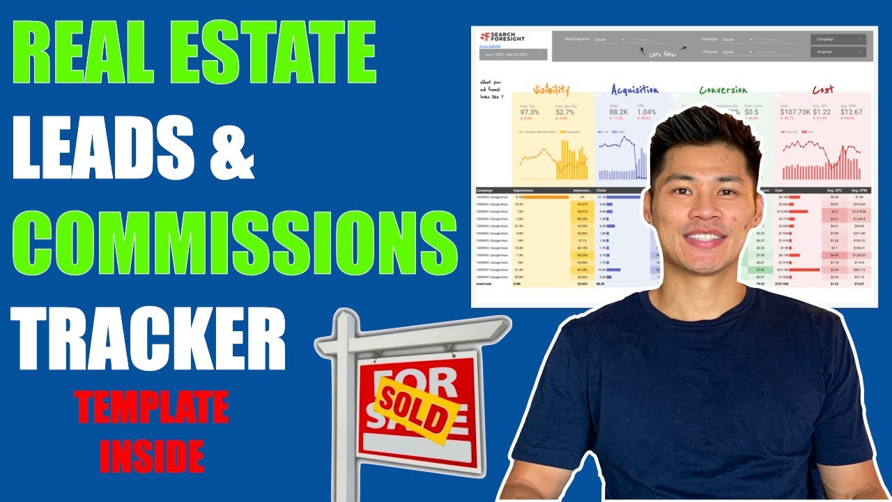 Real Estate Agent Commission Spreadsheet Tracker & Dashboard Template ...