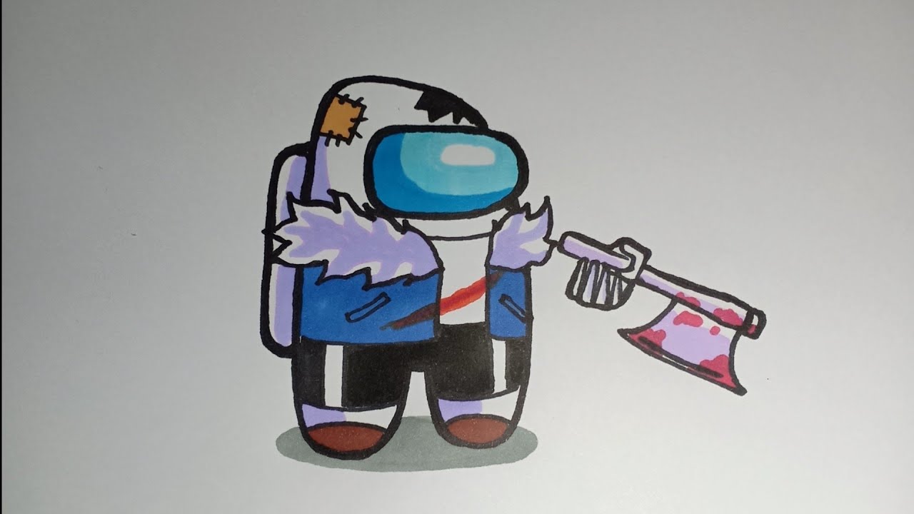 How to Draw Infected sans Among Us Easy FUNY - YouTube