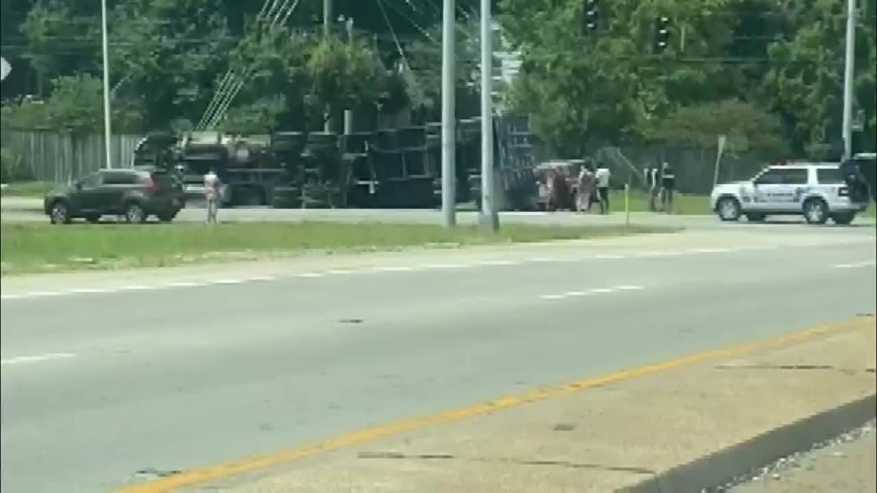 Driver Extricated After Semi Truck Rolls Over Onto Car On Ramp To I 264