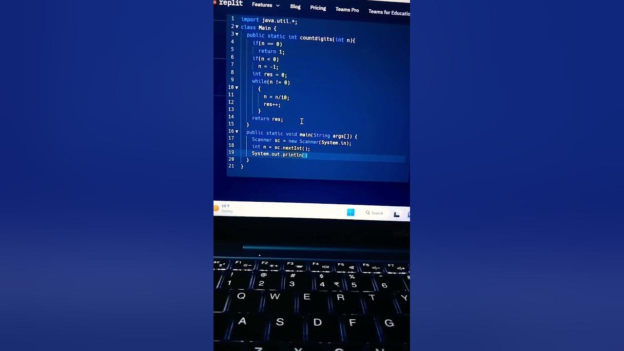 Java Program To Count The Number Of Digits In A Numberjava Programming Coder Shorts