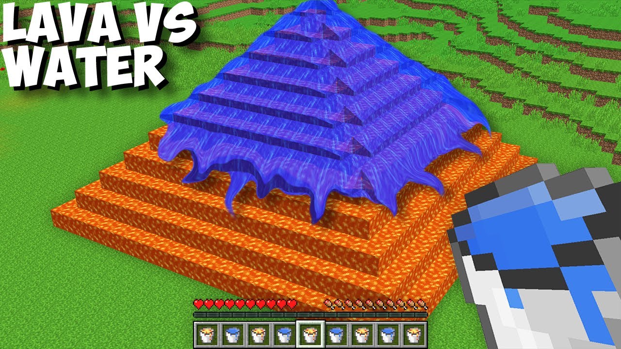 What if you fill WATER BIGGEST LAVA PYRAMID in Minecraft ! STRANGE ...
