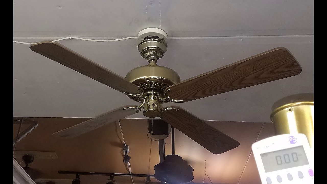 Hunter "The Original" Ceiling Fan in polished brass, 48" - YouTube