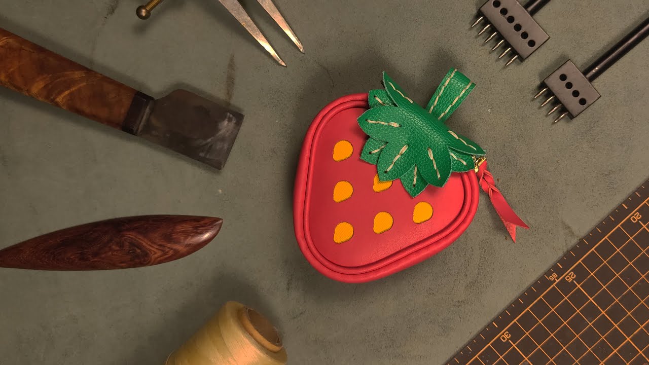How to make a leather strawberry coin purse | DIY tutorial and pattern ...