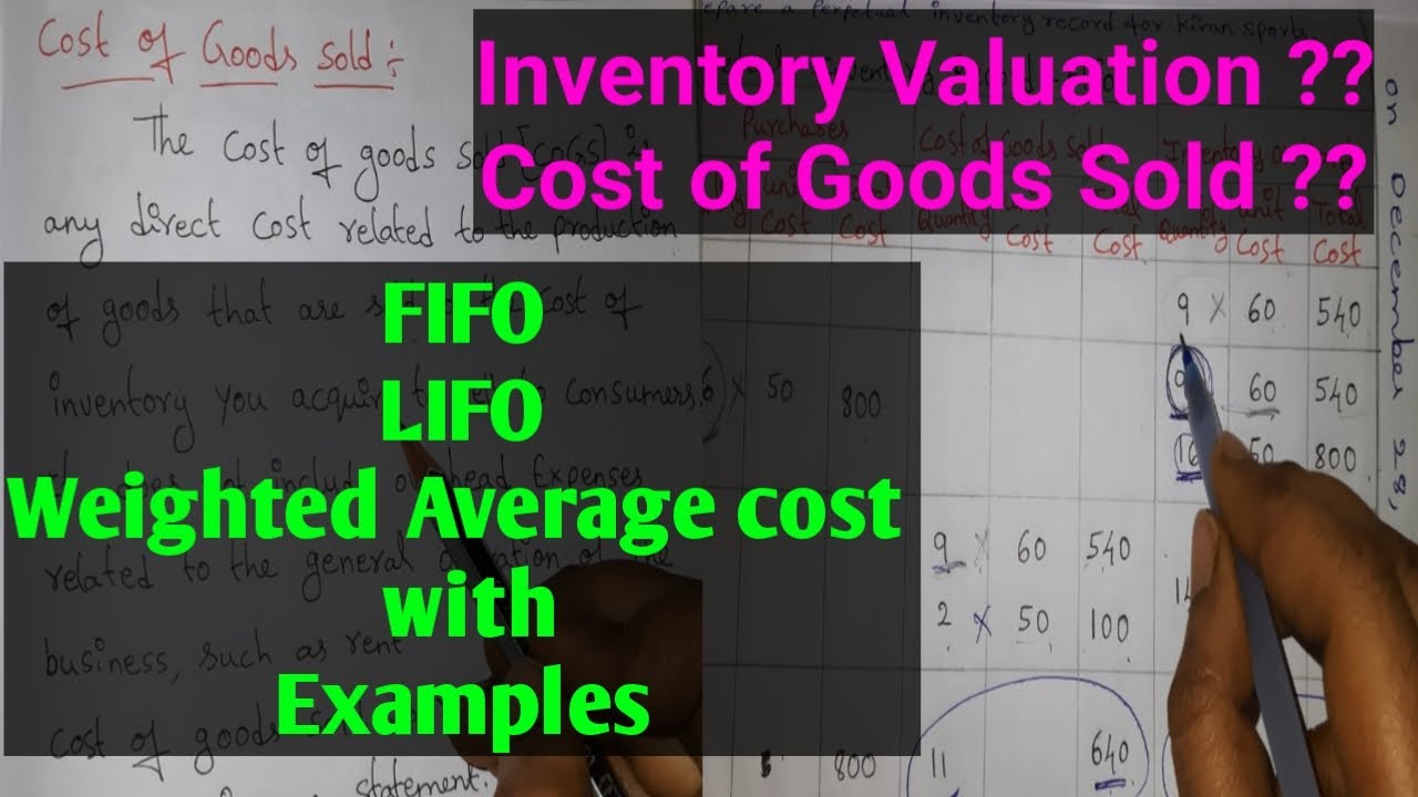 Inventory valuation || Cost of goods sold || FIFO & LIFO &Weighted ...
