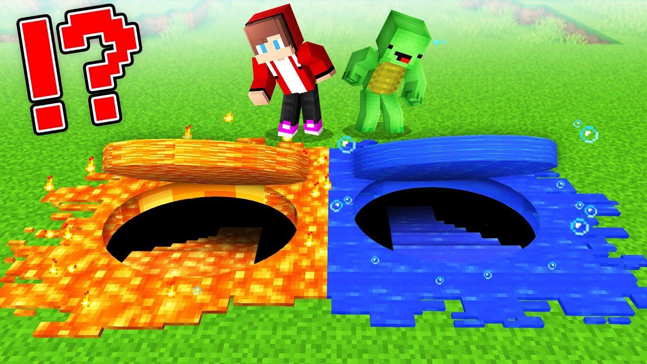 JJ and Mikey Found SECRET LAVA and WATER ROUND BASE in Minecraft Maizen! - YouTube