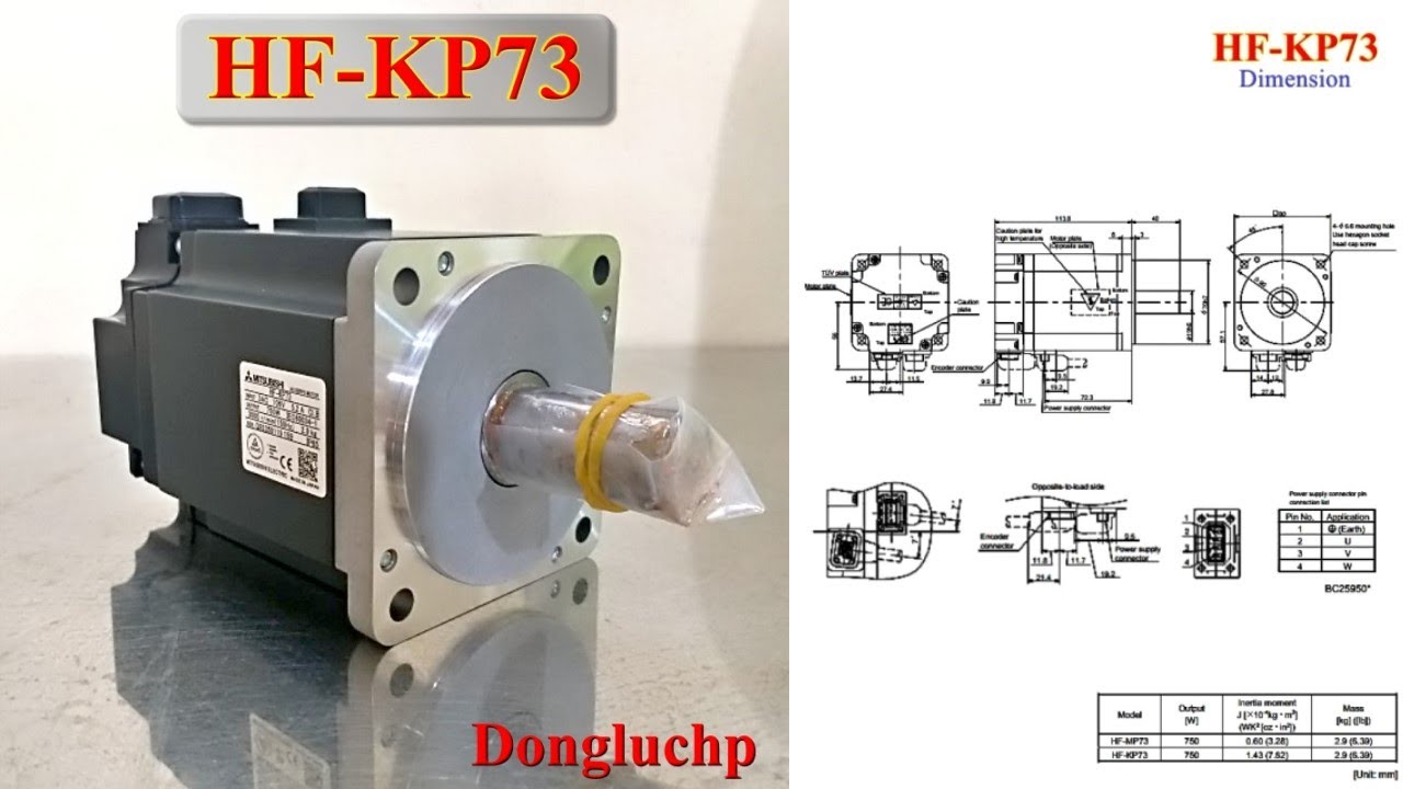 HF-KP73 Động cơ servo Mitsubishi 750W 200V - Dongluchp - YouTube