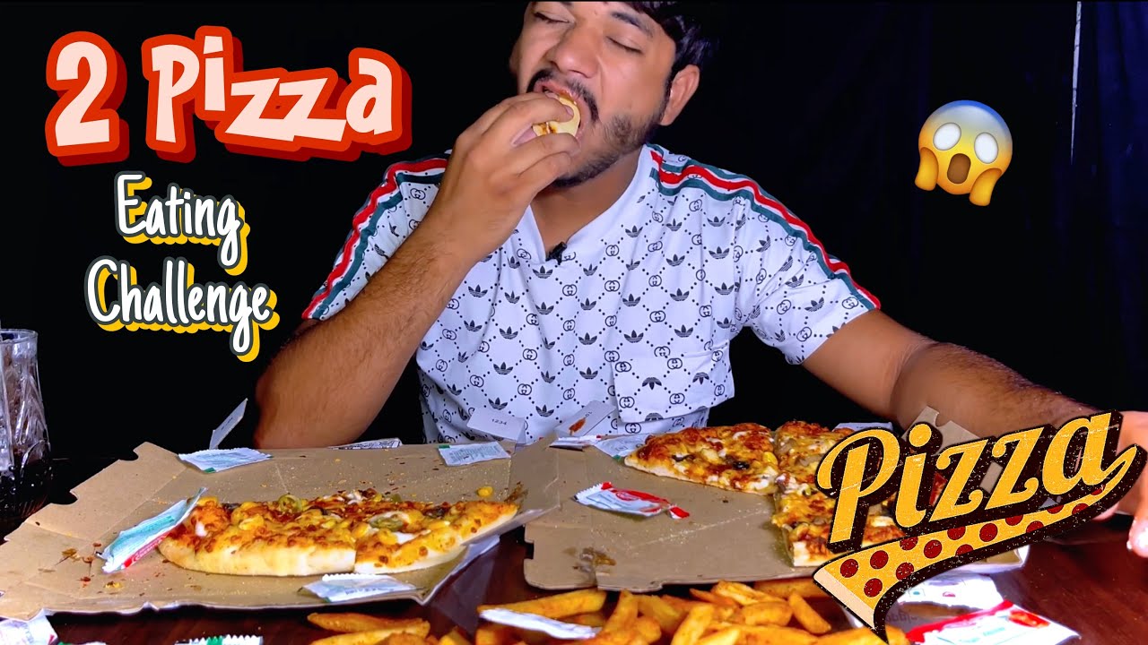 Pizza Eating challenge | 2 pizza eating challenge with spicy fries ...