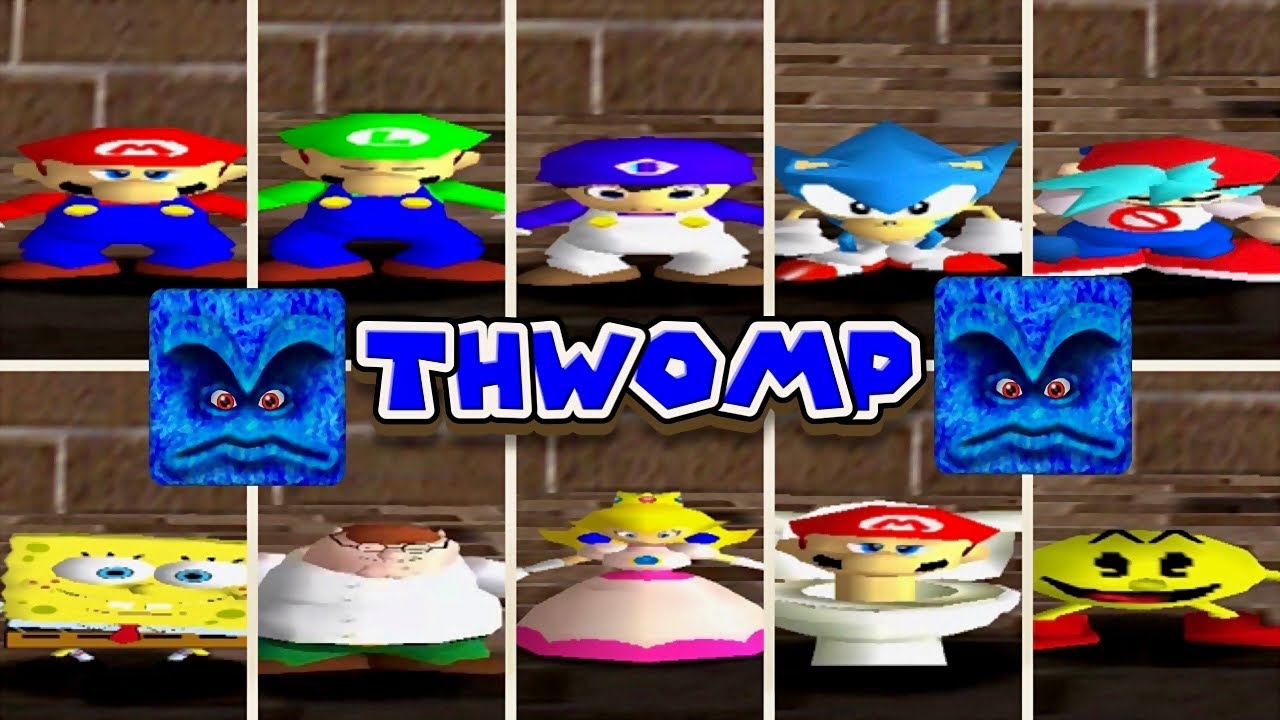 50 Characters Crushed by Thwomp Animation - Super Mario 64 PC Port ...