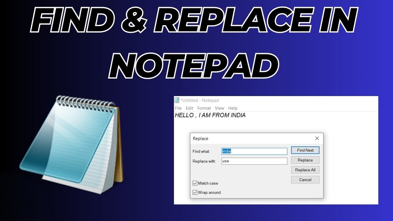 How To Find Replace Text Words In Notepad YouTube How To Find Replace Text Words In Notepad YouTube