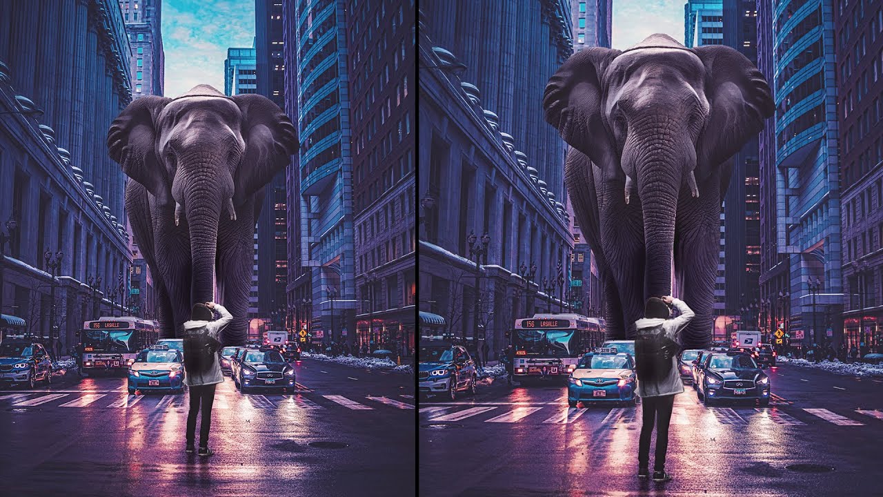 Surreal Elephant in the City Photo Manipulation Photoshop Tutorial ...