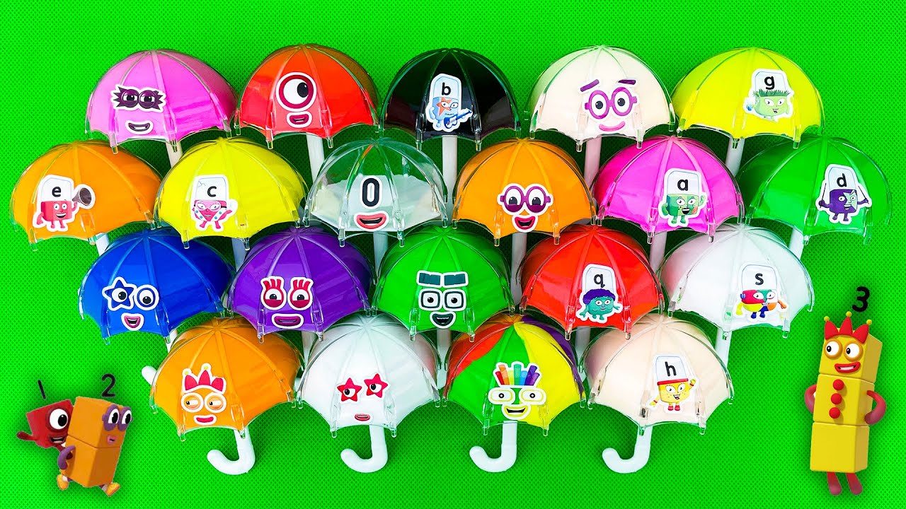 Finding Numberblocks, Alphablocks With CLAY in Colorful Umbrella, Bell ...