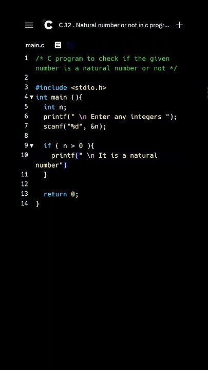 #C32 To Check Natural Number in C Programming - YouTube