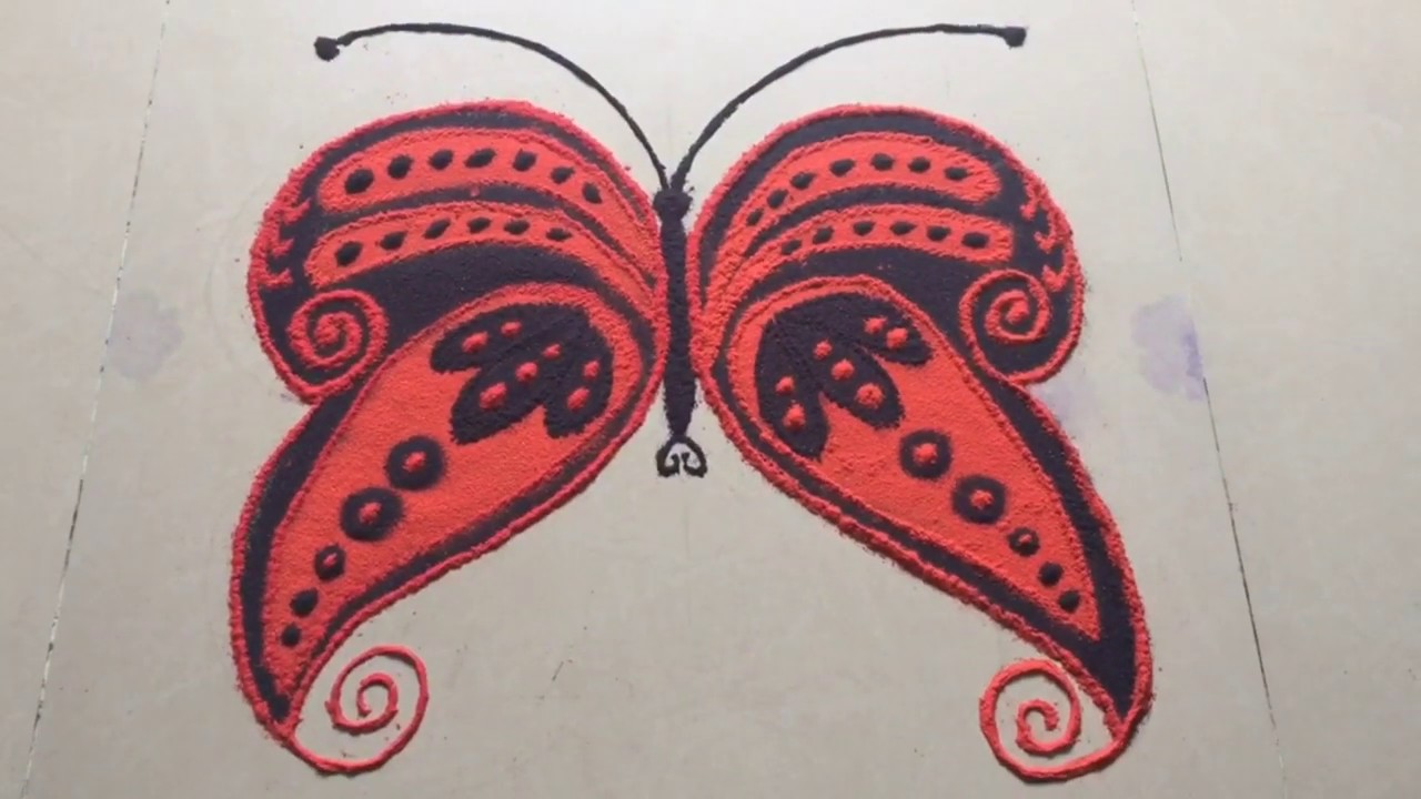 Simple and beautiful Rangoli ...Diwali Special butterfly Rangoli - YouTube