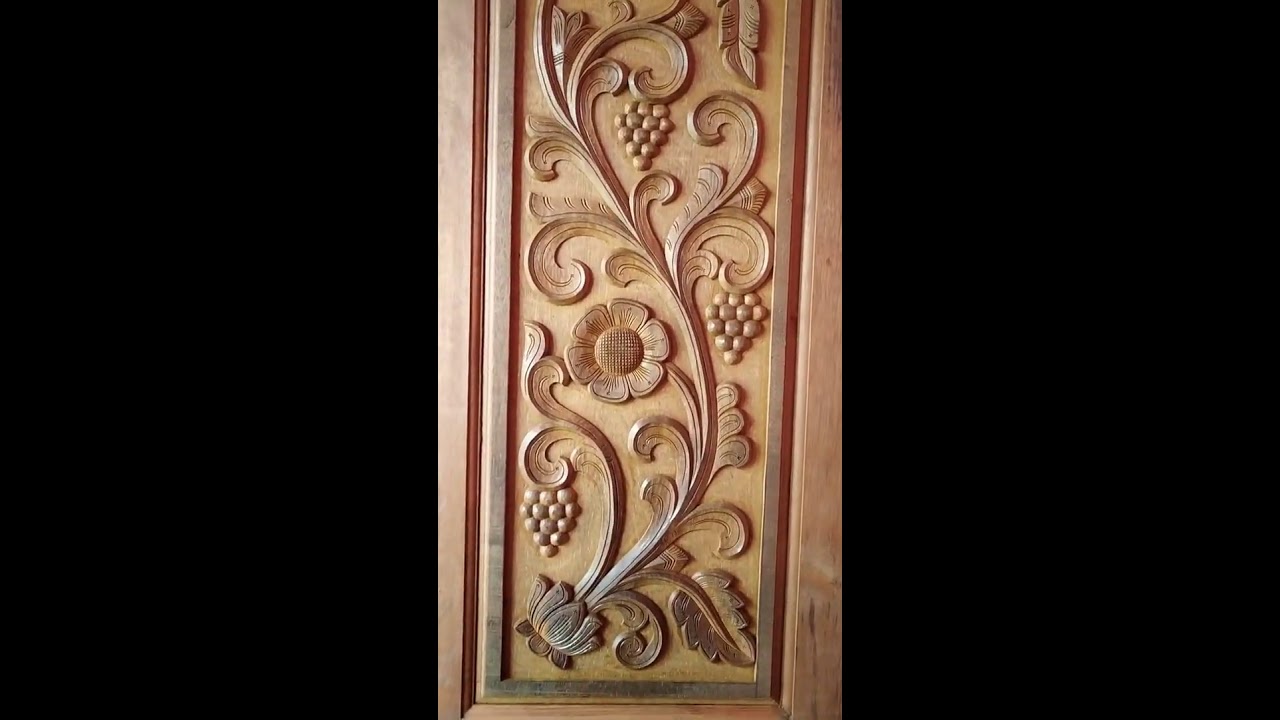 Wood flower main door design திராட்சை பூ கதவு டிசைன் - YouTube