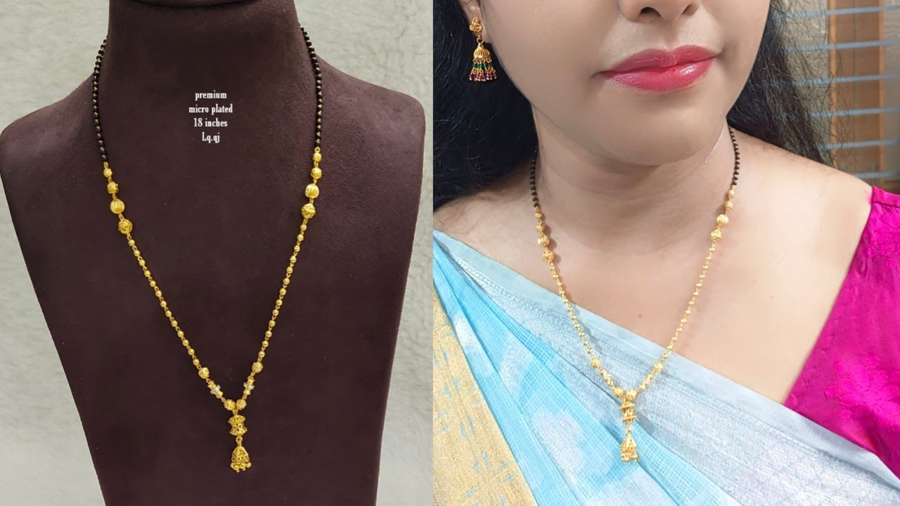 Short black beads | Single line black beads| one gram gold black beads ...