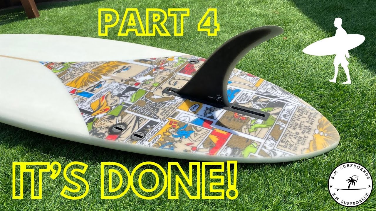 Retro Single Fin Surfboard Gloss cote | Sanding | Fabric Inlay | Resin ...