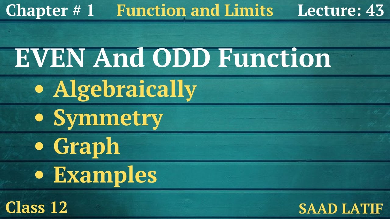 Class 12 Maths | Lecture 43 | Chapter 1 | Even and Odd functions ...