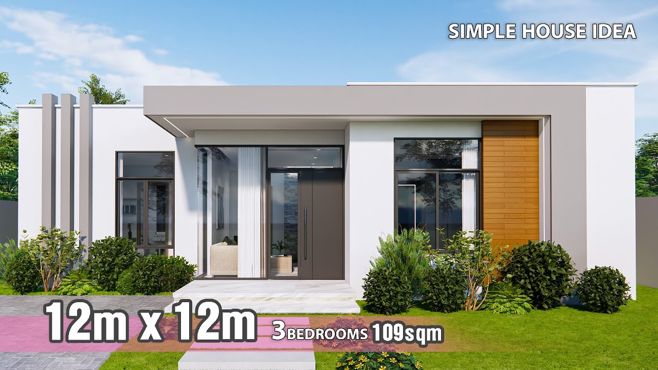 Simple House Design idea | 12 x12 Meters 3Bedrooms | 109sqm Home tour ...