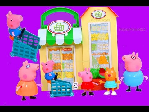 Peppa LITTLE GROCERY STORE with Toy Foods Learning - YouTube