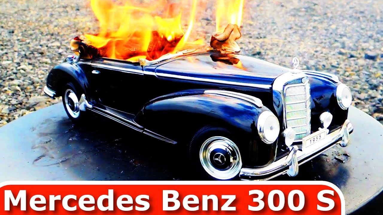 Toy Car Fire - Burning my Mercedes Benz 300 S - YouTube
