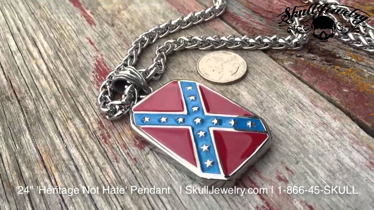 'Heritage Not Hate' Steel Confederate Flag PENDANT with 24" Big, Bold ...