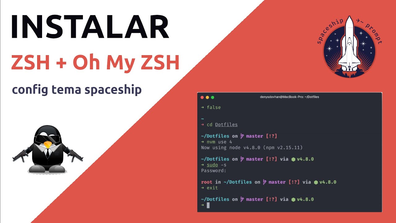 🐧 Terminal Linux Instalar Zsh Oh My Zsh Com Tema Spaceship Youtube