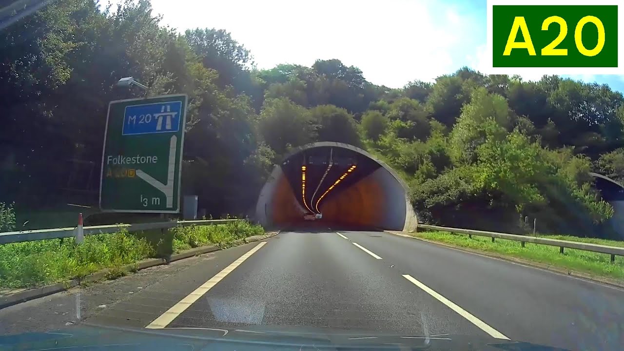 A20 - Hawkinge to Folkestone (M20) - Roundhill Tunnels - YouTube