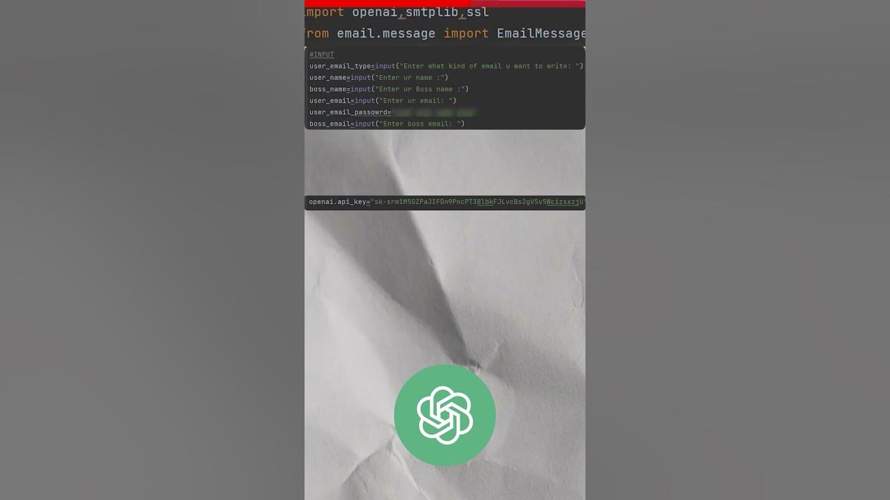 Making an AUTOMATIC EMAIL SENDER using Chatgpt and PythonSource #python #coding #programming ...