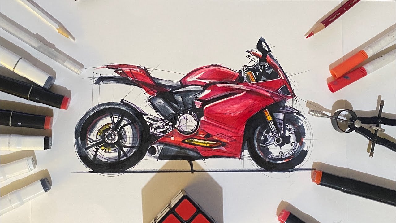 Drawing Ducati Panigale V2 - YouTube