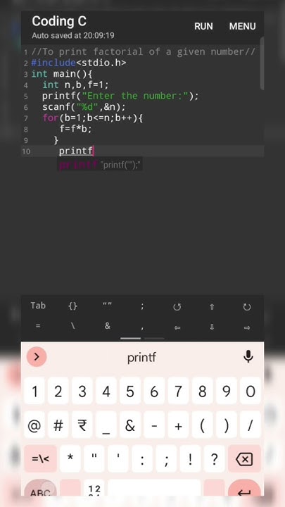 To Print Factorial Of Given Number By Using For Loop In C Language 🌝 Cprogramming Beginners