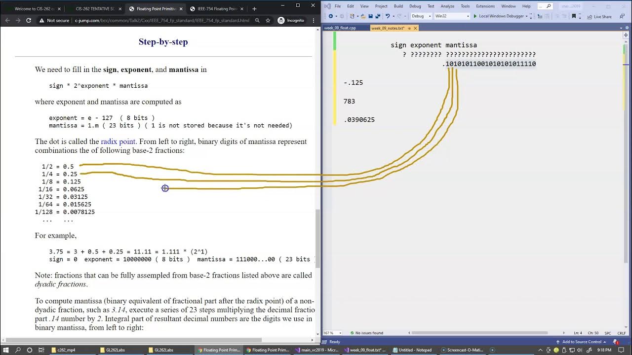 9.3 IEEE floating point storage format, mantissa - YouTube