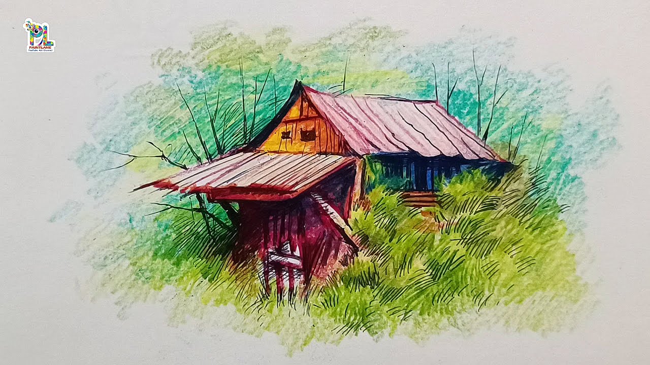 How to coloring a wooden house - YouTube