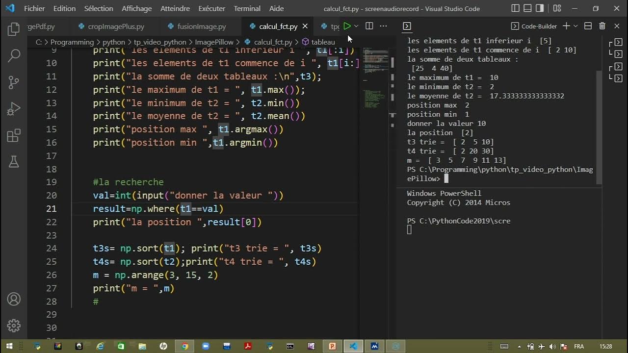 Python Numpy Tableaux - YouTube