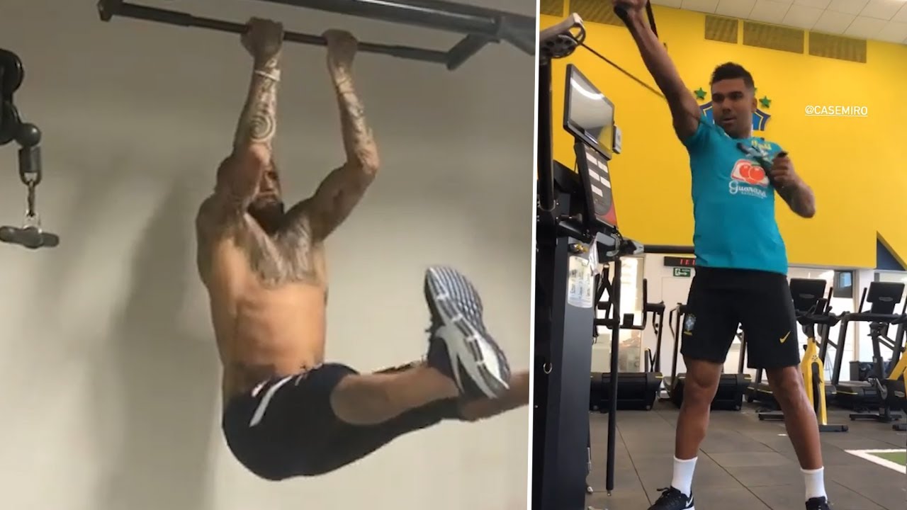 Famous Footballers Working Out Muscles 🔥 ft. Brazil, France & More ...
