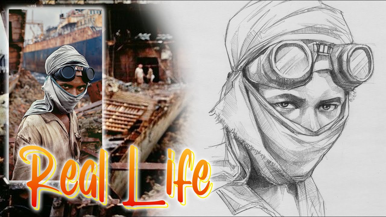 Real Life | Portrait Drawing | Crosshatching - YouTube