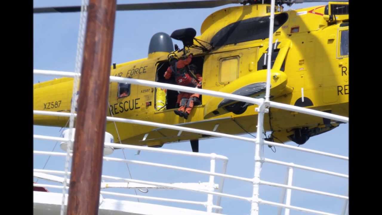 The Bridlington RAF Rescue Helicopter visits the Yorkshire Belle - YouTube