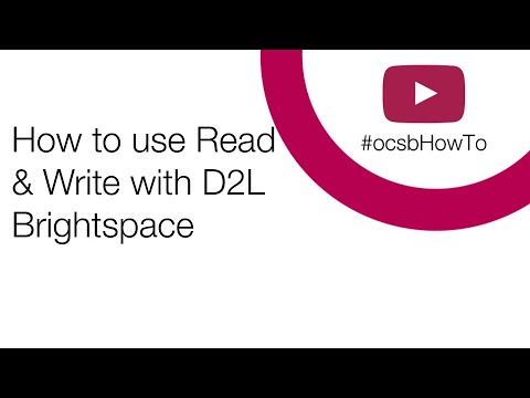 OCSB eLearning: Using Read & Write in D2L - YouTube