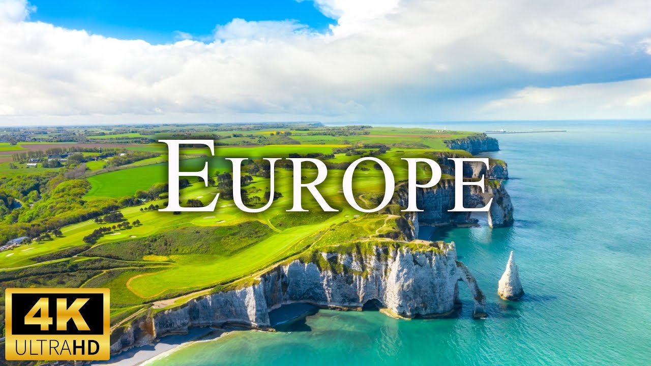 FLYING OVER EUROPE (4K UHD) - Relaxing Music Along With Beautiful ...